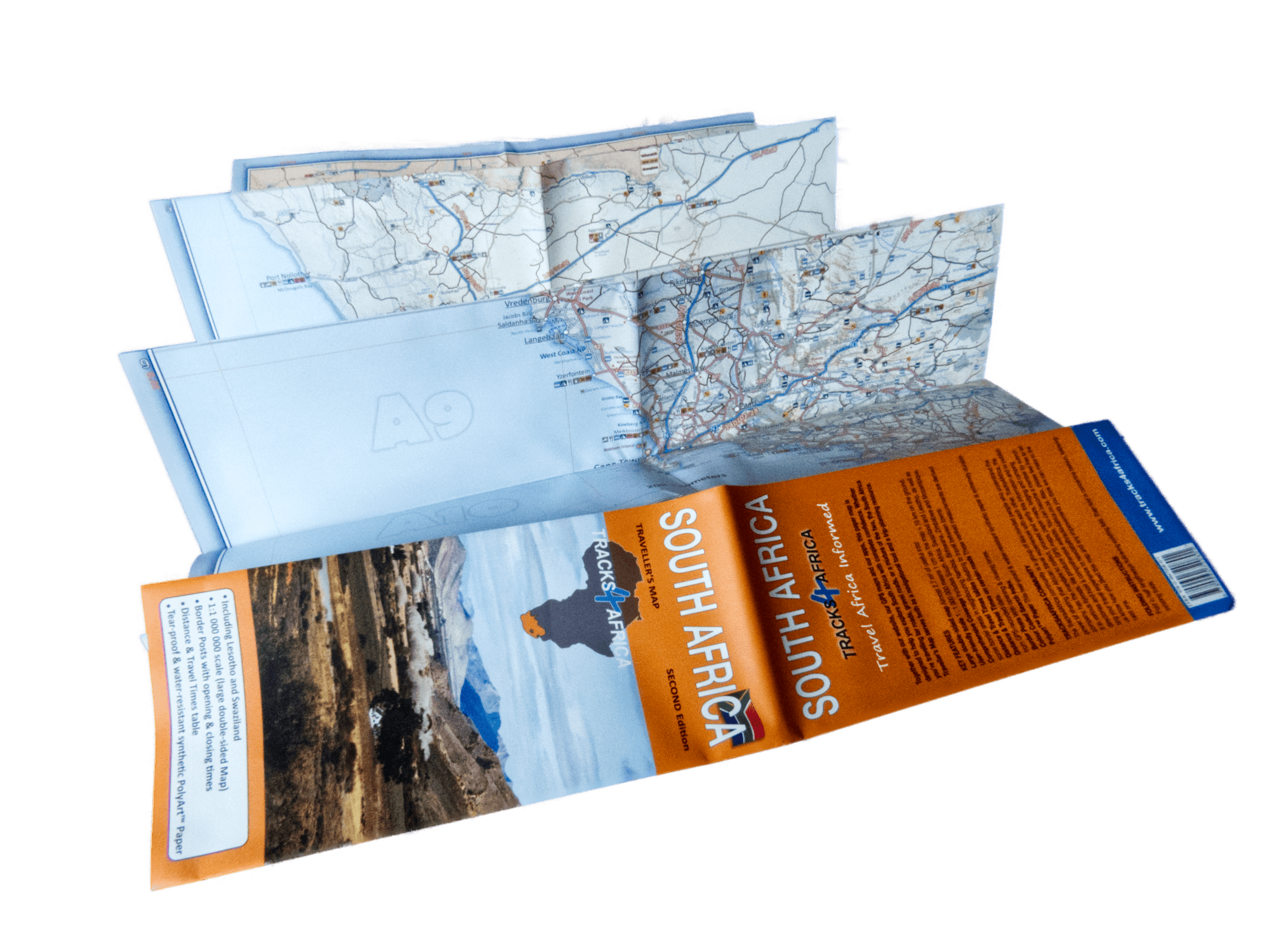 South Africa Paper Map 2nd Edition with Road Info | Tracks4Africa
